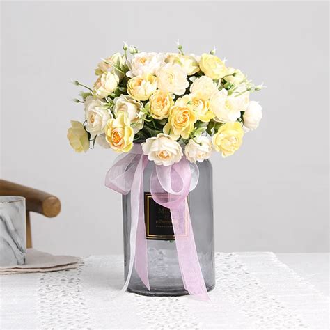 10 голов искусственные шелковые цветы Пион маленькая голова Букет Diy свадебное украшение дома