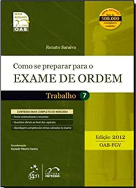 Livro Como Se Preparar Para O Exame De Ordem Trabalho Volume 7