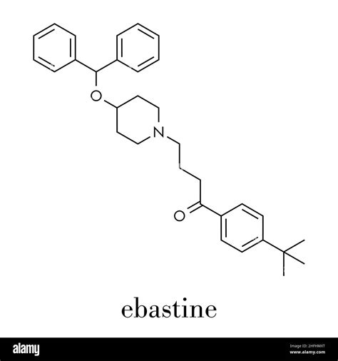 Ebastine Antihistamine Drug Molecule Skeletal Formula Stock Vector