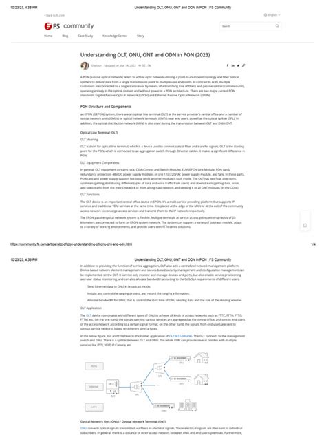 Understanding Olt Onu Ont And Odn In Pon Fs Community Pdf