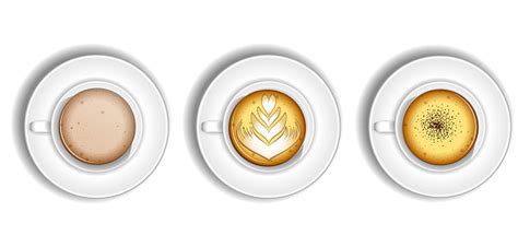 우유를 분리한 현실적인 커피 컵 세트 또는 카푸치노 아메리카노 에스프레소 모카 라떼가 있는 커피숍에서 커피 컵 Eps 벡터 가정의 방에 대한 스톡 벡터 아트 및 기타 이미지