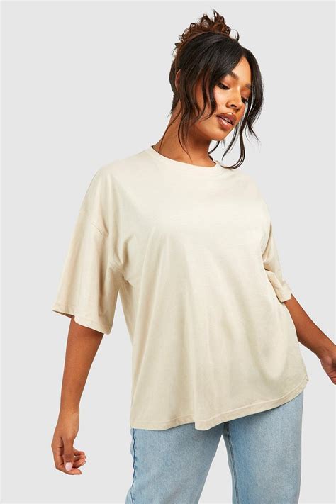 Plus Oversized Crew Neck Basic Cotton T Shirt Boohoo Uk