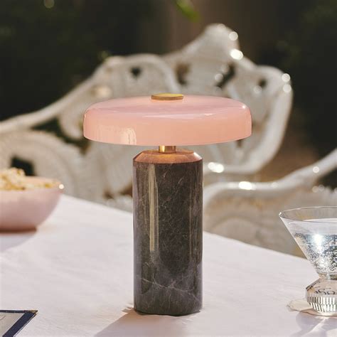 Trip Led Rechargeable Table Lamp Grey Pink Marble Glass Ip44