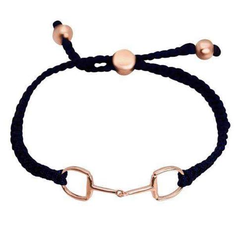 Rose Gold Navy Single Snaffle Friendship Bracelet Pegasus Jewellery