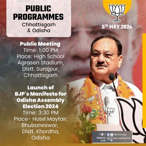 Bjp National President Shri Jp Naddas Public Programmes In