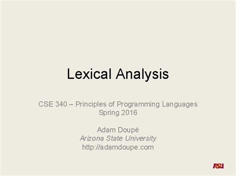 Lexical Analysis CSE 340 Principles Of Programming Languages