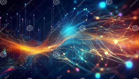 Technology Network Digital Data Flow Artificial Intelligence Data Processing Visualization