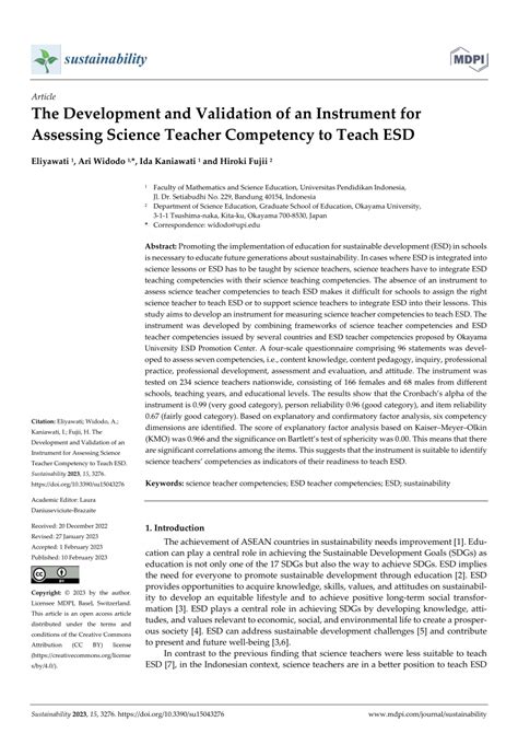 Pdf The Development And Validation Of An Instrument For Assessing