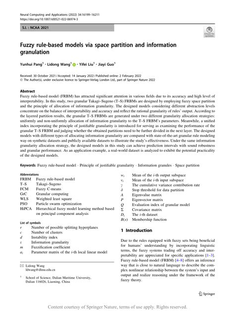 Fuzzy Rule Based Models Via Space Partition And Information Granulation
