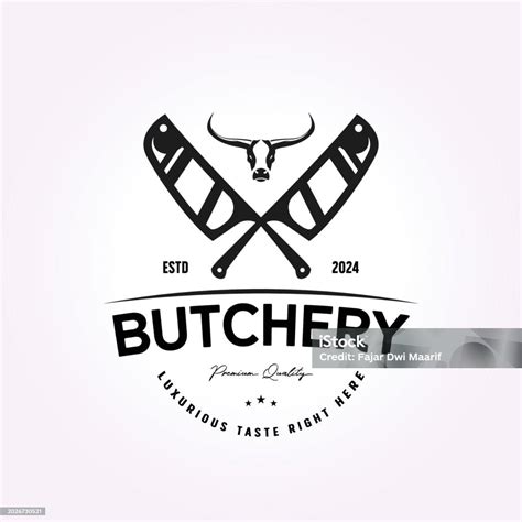 레트로 빈티지 플랫 정육점 로고입니다 고기 칼 템플릿 벡터 일러스트 레이 션 디자인 고기에 대한 스톡 벡터 아트 및 기타 이미지 고기 굽기 농업 Istock