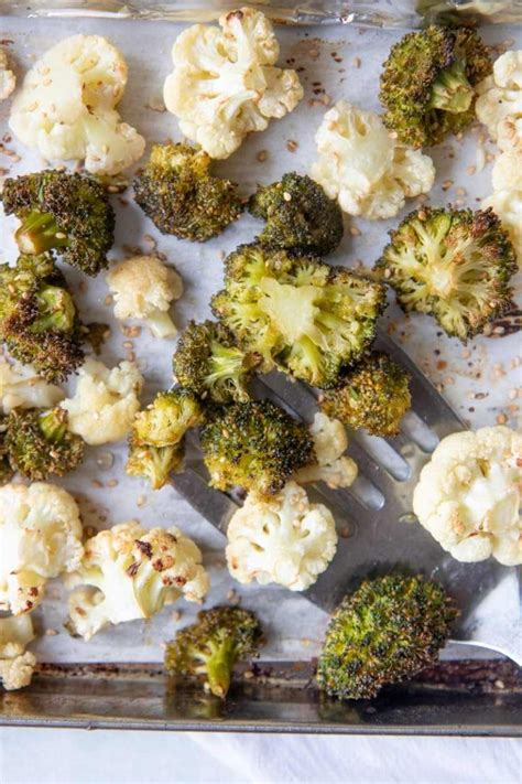 Sesame Roasted Broccoli And Cauliflower Wholefully