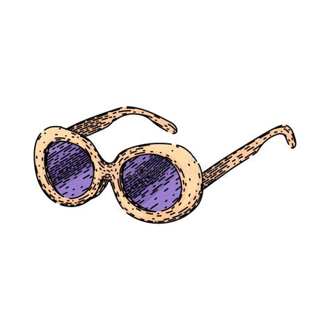 Fashion Sunglasses Female Vintage Sketch Hand Drawn Vector Stock