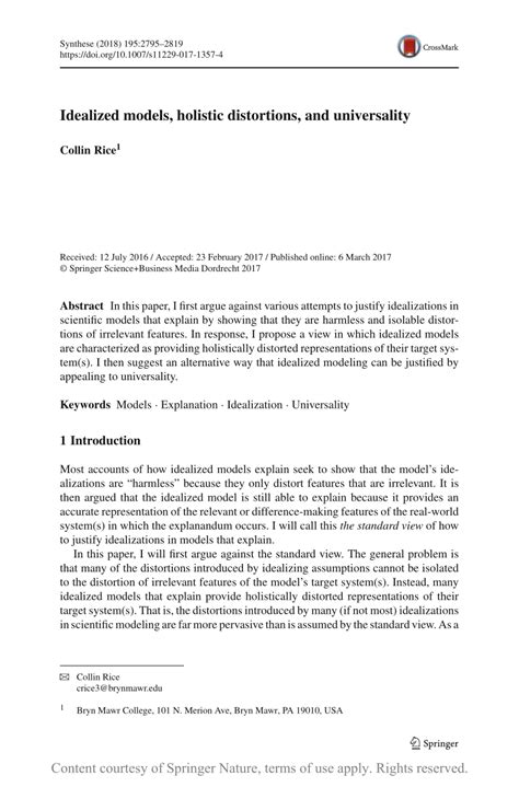 Idealized Models Holistic Distortions And Universality