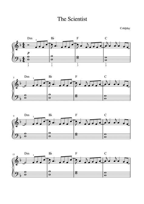 The Scientist By Coldplay Easy Piano Digital Sheet Music