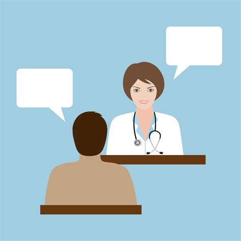 Dialogue Of Doctor And Patient On A Blue Background 12743808 Vector Art