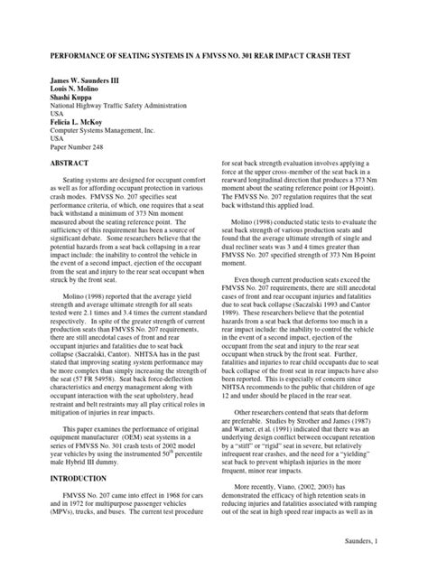 Nhtsa 18th Esv Fmvss 301 Paper 2003 Pdf Traffic Collision Automotive Industry