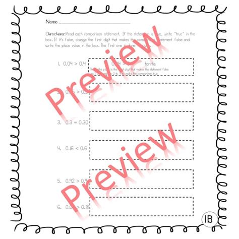 5th Grade Comparing Decimals Leveled Differentiated Worksheets 52b