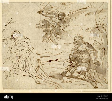 Anonym King David Appears On The Left Other Sketches Of The Kneeling