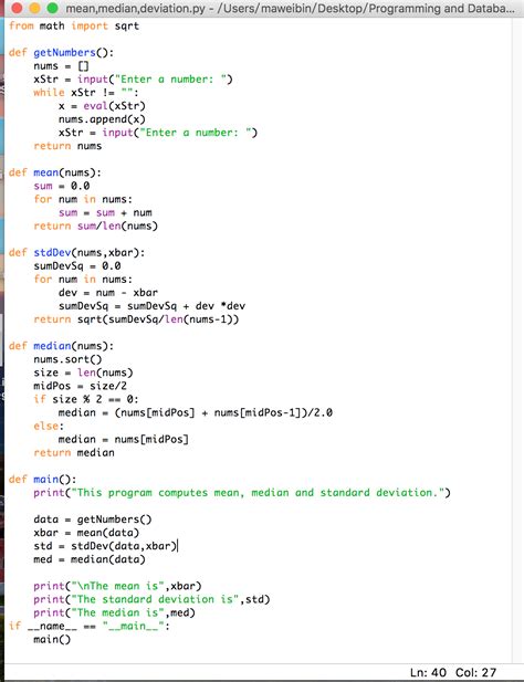 用python计算mean standard deviation median 程序报错不能运行求解谢谢大神们了 CSDN社区
