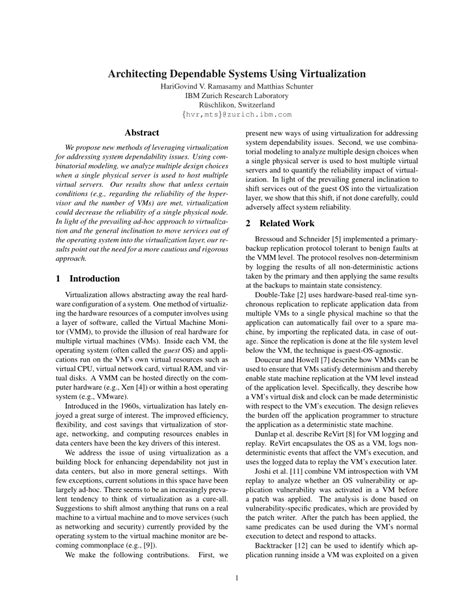 Pdf Architecting Dependable And Secure Systems Using Virtualization