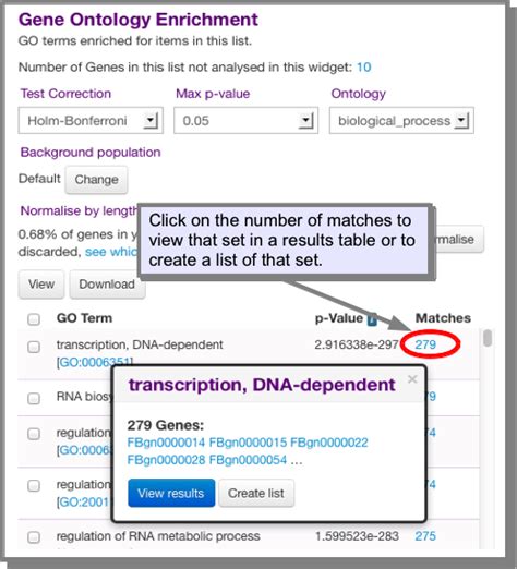 List Analysis Pages — Intermine User 10 Documentation