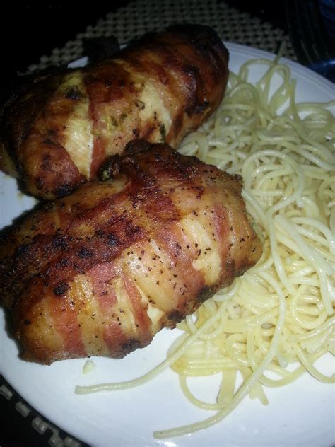 Bacon Wrapped Cream Cheese Stuffed Chicken Breasts