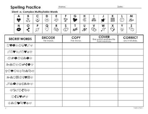 Decode Copy Cover Correct Spelling Silent E Complex Multi