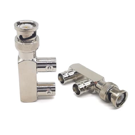 2pcs Bnc Tee Splitter Coax Adaper Bnc Male To Dual Bnc