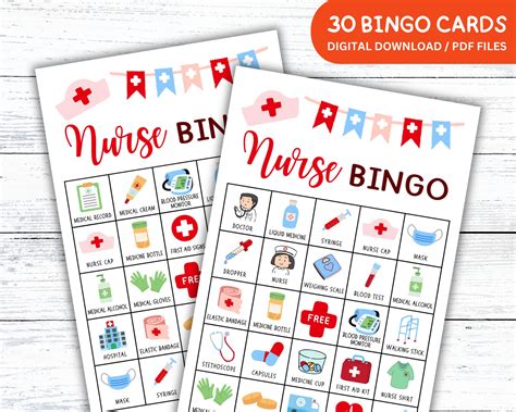 Nurse Bingo Cards Printable Medical Bingo Doctor Bingo Nurse Games