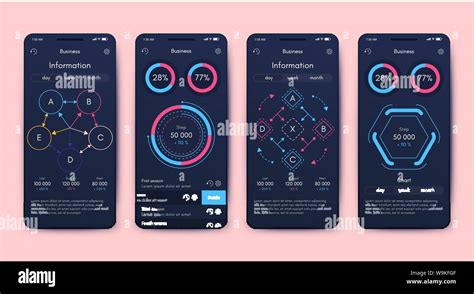 Different Ui Ux Gui Screens And Flat Web Icons For Mobile Apps Stock