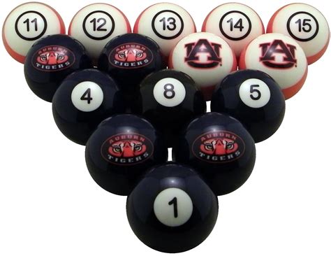 Auburn Tigers Numbered Billiard Ball Set School Colors