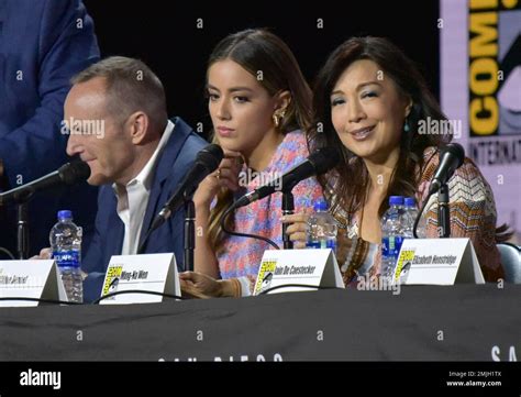 Clark Gregg From Left Chloe Bennet And Ming Na Wen Participate In The