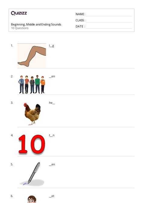 50 Ending Sounds Worksheets For 1st Grade On Quizizz Free And Printable