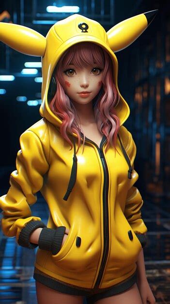 A Girl And A Pikachu Premium Ai Generated Image
