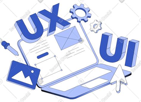 Uxui Text With Laptop And Web Design Elements Lettering Png Svg