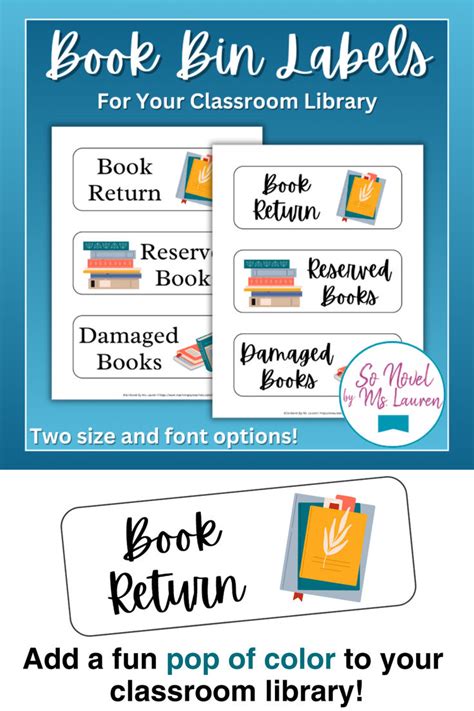 Book Bin Shelf Labels For Classroom Libraries Blue Teal Theme In