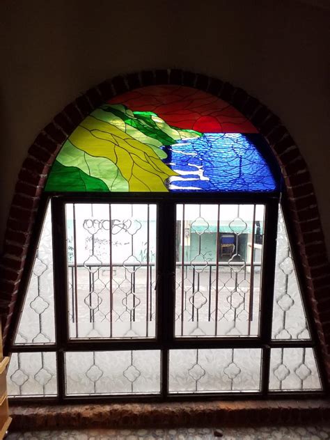 The Hawaiian Coastline Stained Glass Panel Installed
