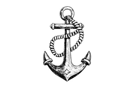 Premium Vector Ship Sea Anchor And Rope In Vintage Engraving Style