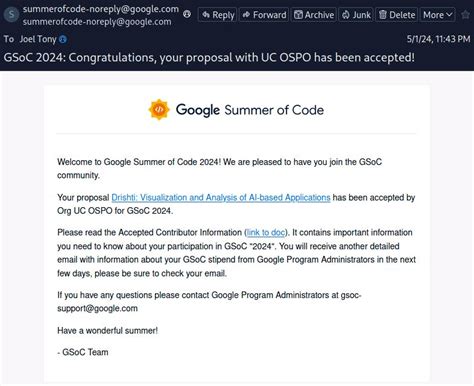 joel tony on linkedin gsoc2024 opensource ai ml