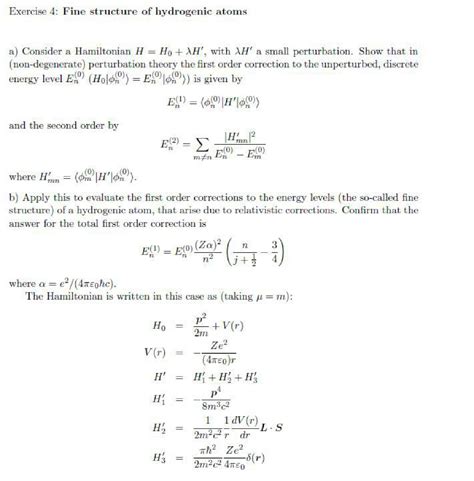 Solved Exercise 4 Fine Structure Of Hydrogenic Atoms A