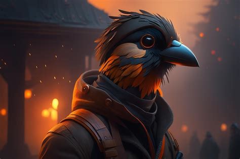 Premium Ai Image Bird Head Character