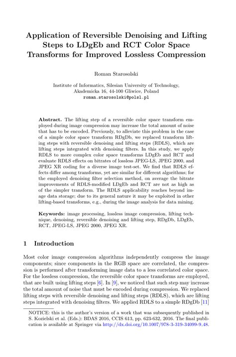 Pdf Application Of Reversible Denoising And Lifting Steps To Ldgeb