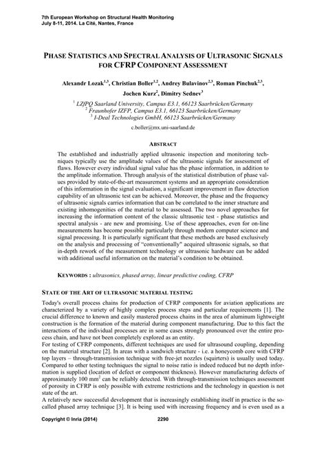 Pdf Phase Statistics And Spectral Analysis Of Ultrasonic Signals For Cfrp Component Assessment