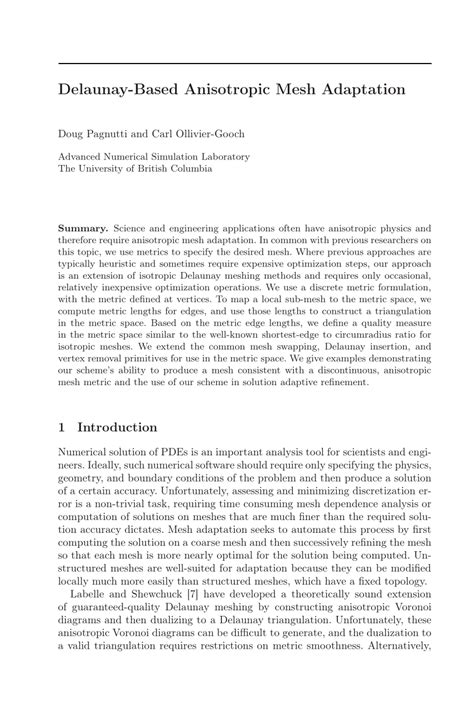 Pdf Delaunay Based Anisotropic Mesh Adaptation