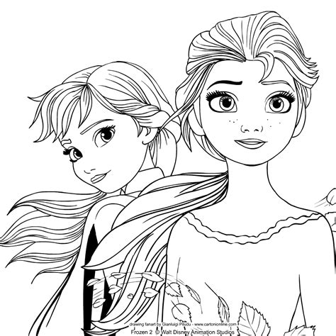 Dibujo De Elsa Y Anna De Frozen 2 Para Colorear Dibujos De Frozen