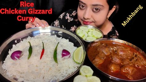 Asmr Eating Show Rice Chicken 🍗 Gizzard Curry Eating Show