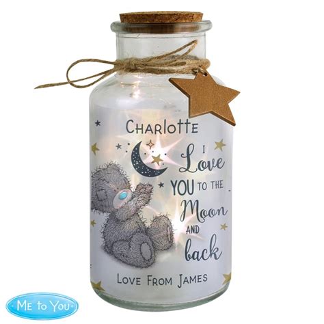 Personalised Me To You Moon And Back Led Light Up Jar Uk
