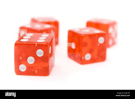 Translucent Red Dice Isolated On A White Background Shallow Depth Of
