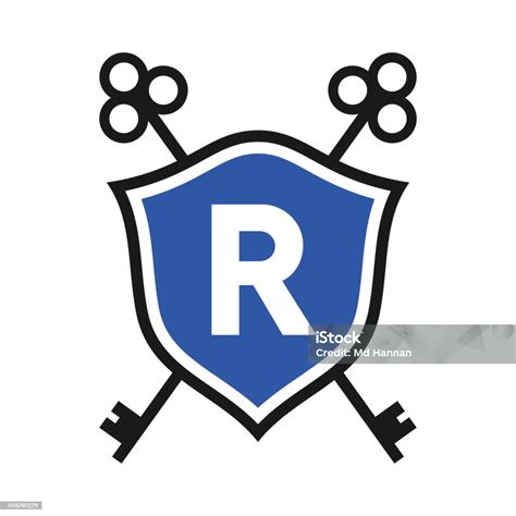 Letter R Real Estate Logo Design Concept With Crossed Key Sign Key Real