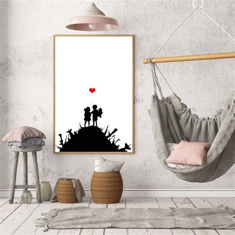 뱅크시 낙서 예술 그림 추상 캔버스 회화 블랙 화이트 벽 아트 포스터 및 인쇄 현대 거실 홈 장식 홈 인테리어